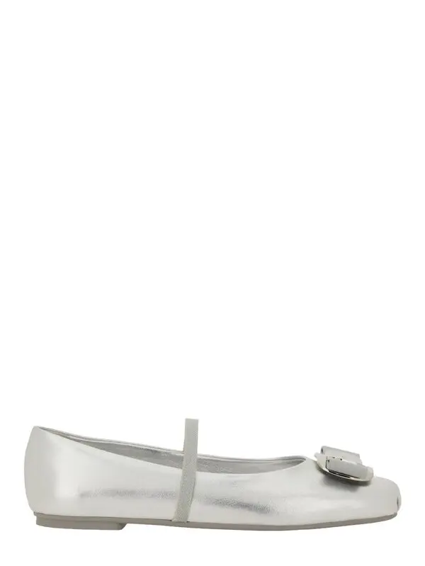 FERRAGAMO Vara Plate Ballet Flats - Silver