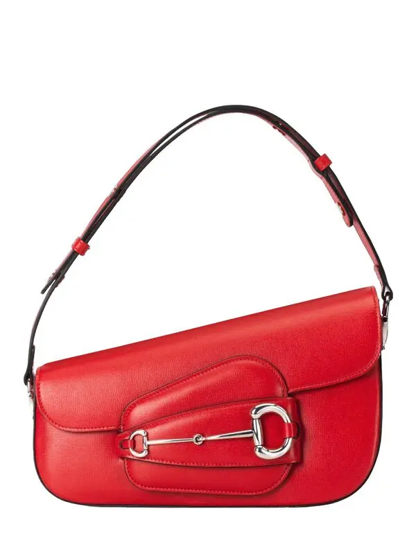 Gucci Horsebit 1955 Small Smooth Leather Shoulder Bag - Red