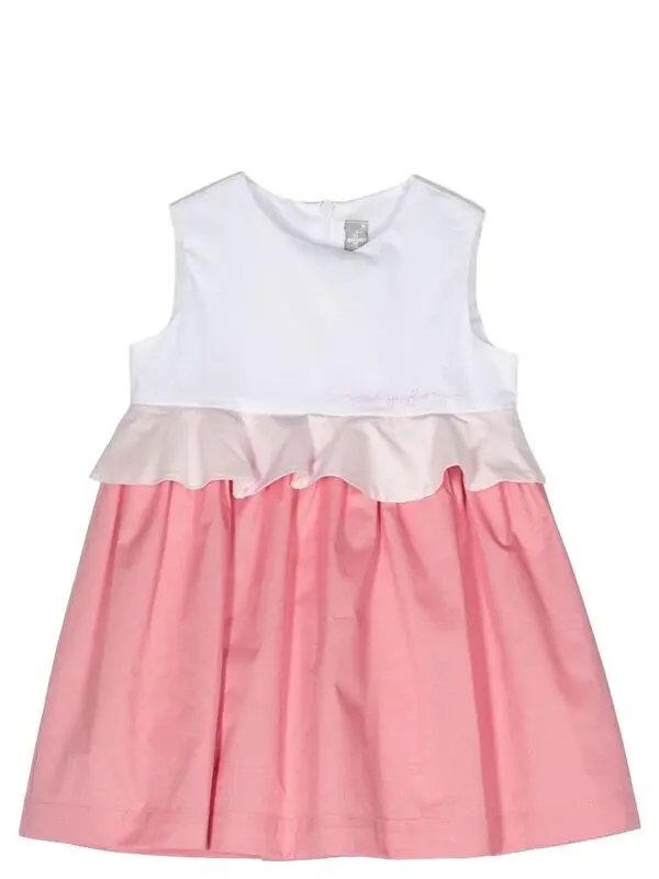 IL GUFO Baby Girls Sleeveless Mini Dress With Two-tone Design - Multicolour