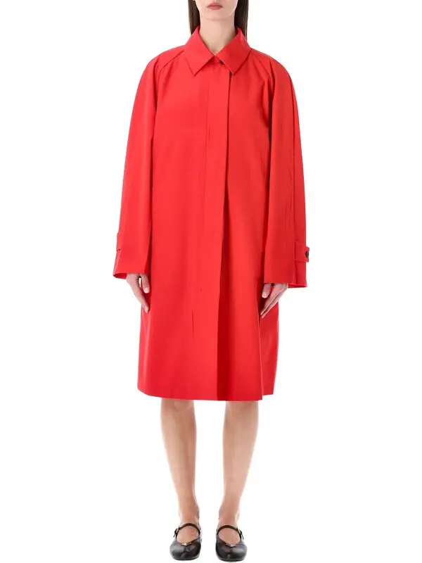 Prada Single-breasted Gabardine Coat - Red