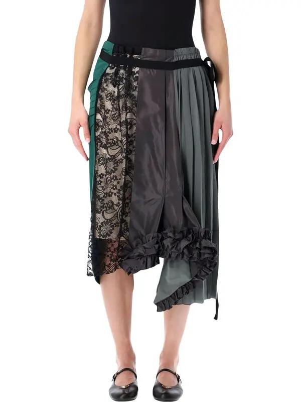 Prada Technical Taffeta Patchwork Skirt - Hematite