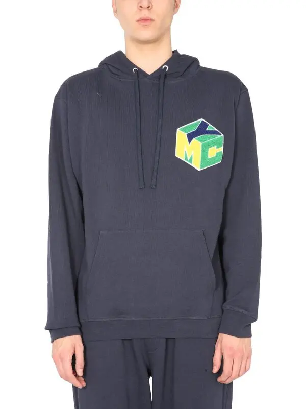 You Must Create Hooded Sweatshirt With Graphic Emblem - Blue