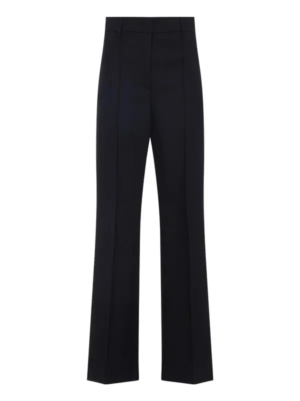 Prada Virgin Wool Straight Leg Trousers - Blue
