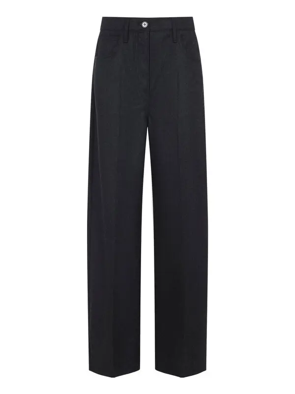 Prada Virgin Wool Straight Leg Trousers - Grey