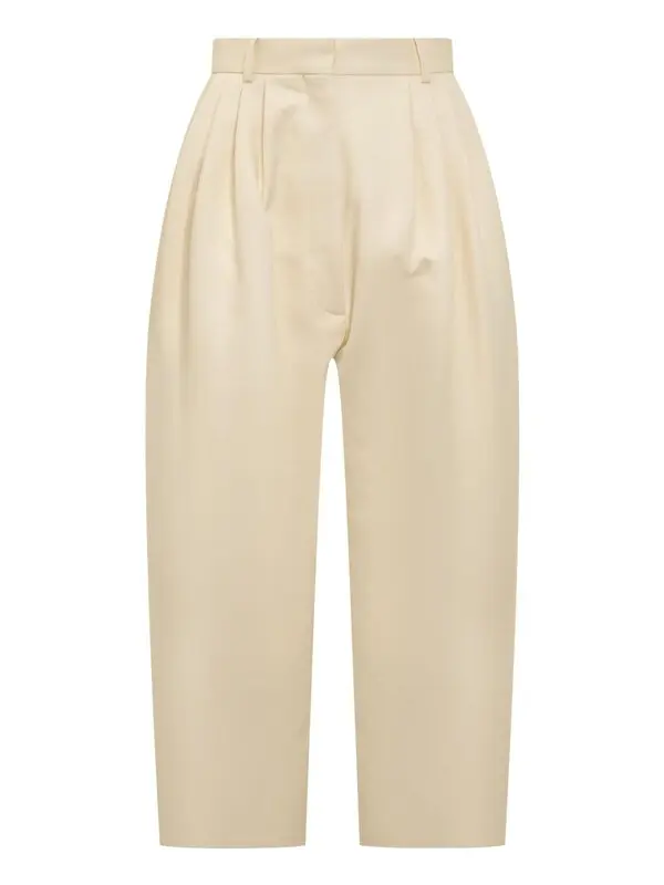 CALCATERRA Pleated Cotton Blend Trousers - Ecru