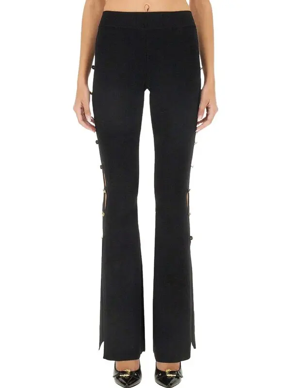 Versace Knit Pants With Button Detail - Black