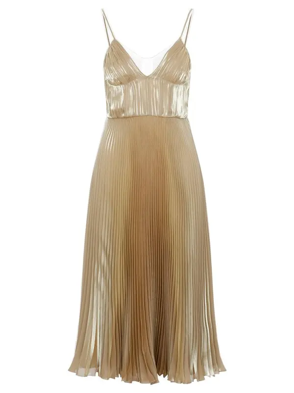 Prada Pleated Midi Dress - Metallic