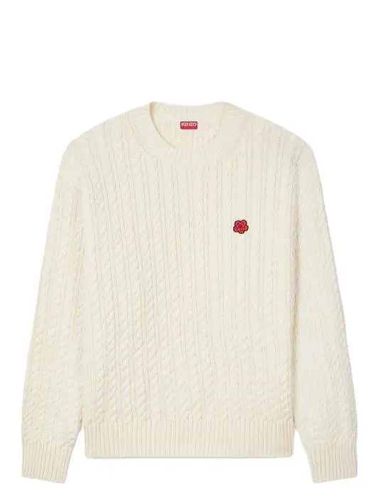 Kenzo Cable Knit Crewneck Sweater - Ecru