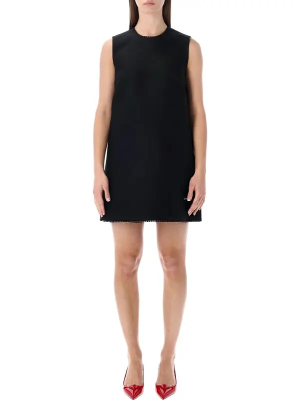 Prada Lace-collar Sleeveless Scuba Mini Dress - Black