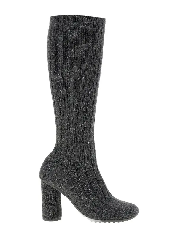 Bottega Veneta Atomic Ribbed-knit Knee-high Boots - Grey