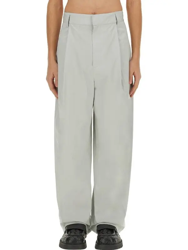 Bottega Veneta Cotton-silk Relaxed Fit Trousers - Grey