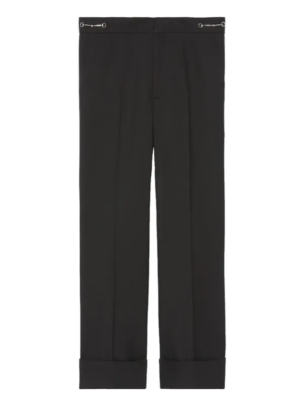 Gucci Wide Leg Wool Trousers - Black