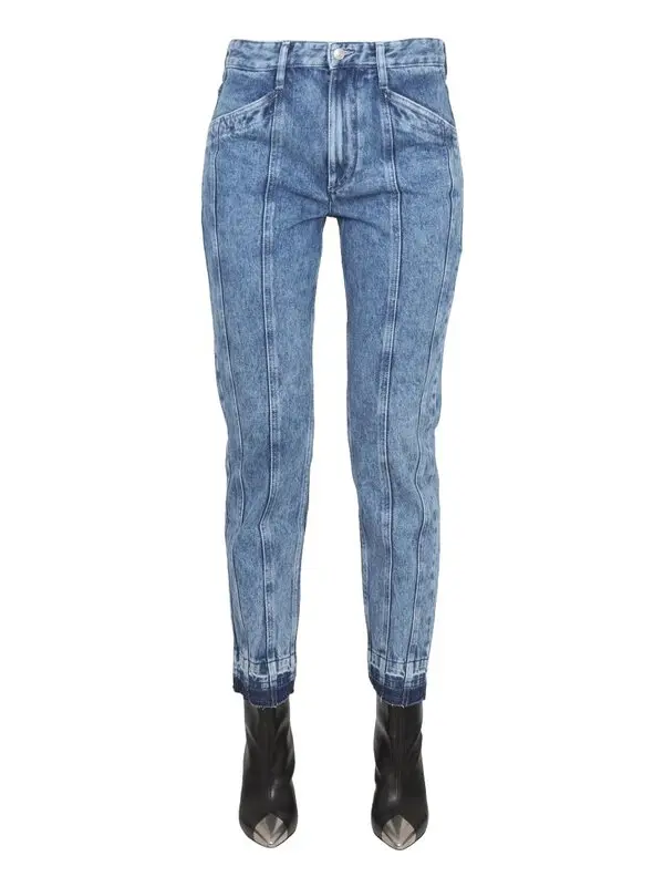 MARANT ETOILE High-waisted Mini Jeans With Acid Wash Finish - Denim