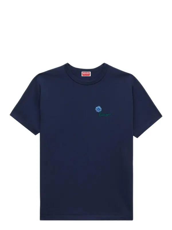 Kenzo Slim-fit Embroidered Cotton T-shirt - Blu