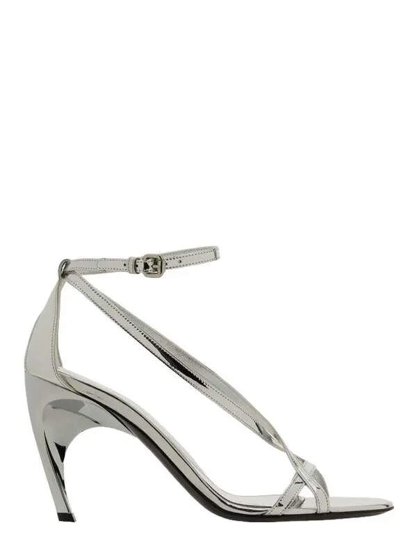 Alexander McQueen Armadillo Mirror-effect Faux Leather Sandals - Silver