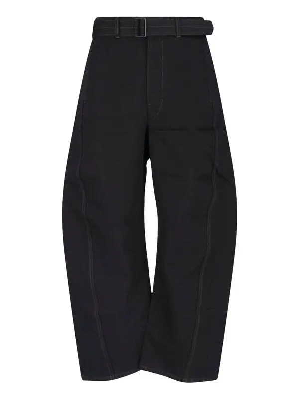 LEMAIRE Twisted Belted Pants In Denim - Black