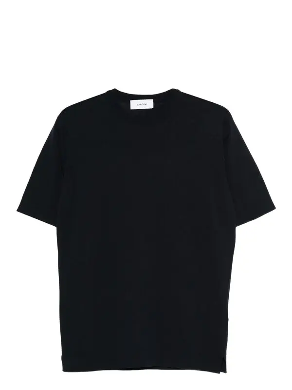 LARDINI Ribbed Cuff And Hem T-shirt With Crew Neck Size - Blue