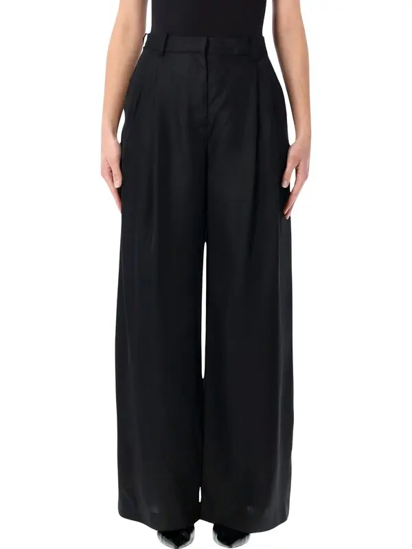 THE FRANKIE SHOP High-rise Pleated Wide-leg Trousers - Black