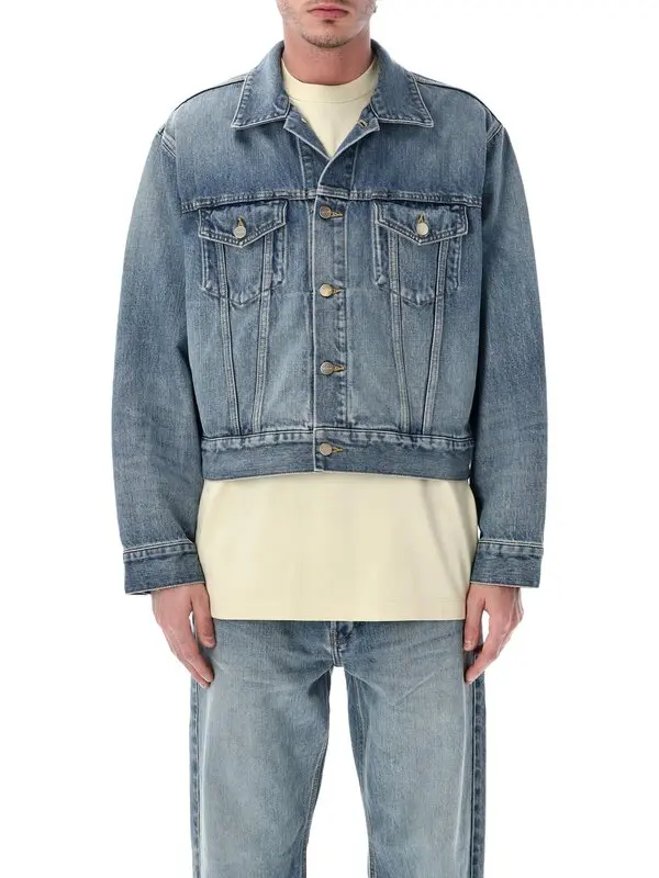 Fear Of God Classic Trucker Jacket In Medium Washed Denim - Medium Indigo