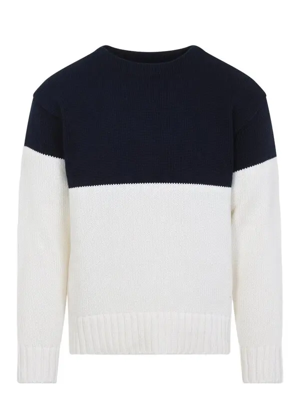 Ralph Lauren Purple Label Color Block Cotton Pullover - Blue