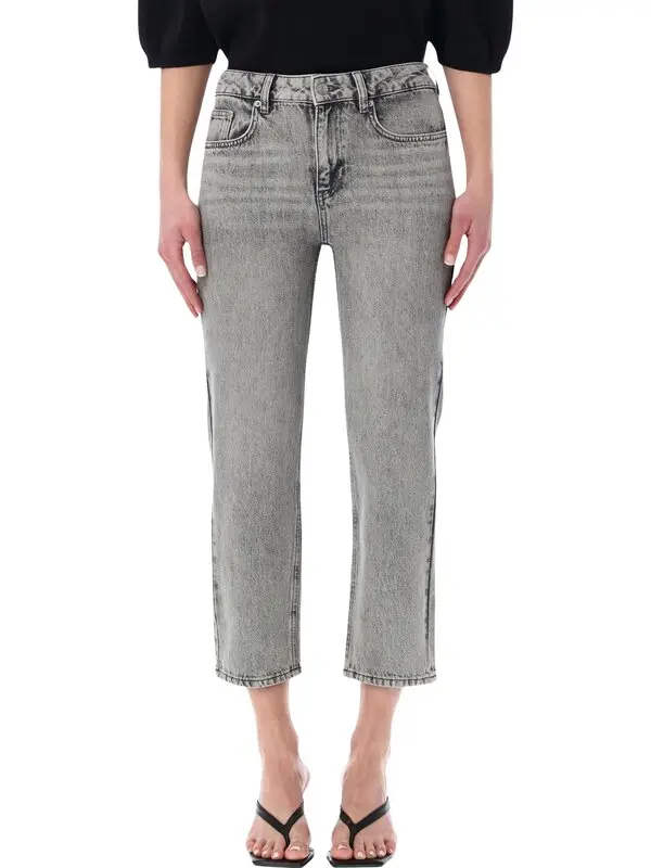 THE FRANKIE SHOP Structured High-waisted Straight Leg Jeans - Grey