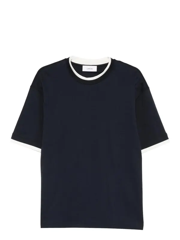 LARDINI Contrasting Trimmed Short Sleeve T-shirt Size - Blue