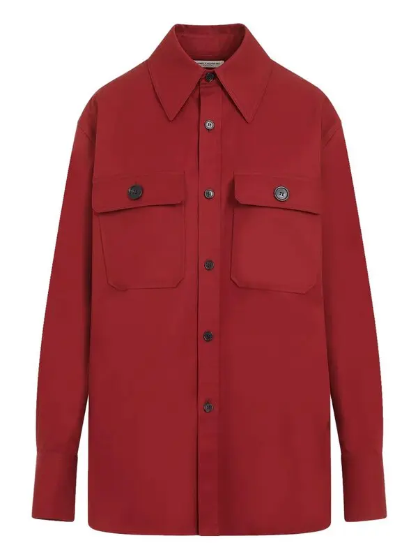 Saint Laurent Cotton Shirt With Classic Collar - Red