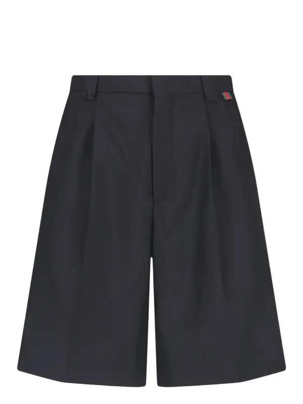Gucci Wool Blend Web Loop Shorts - Black