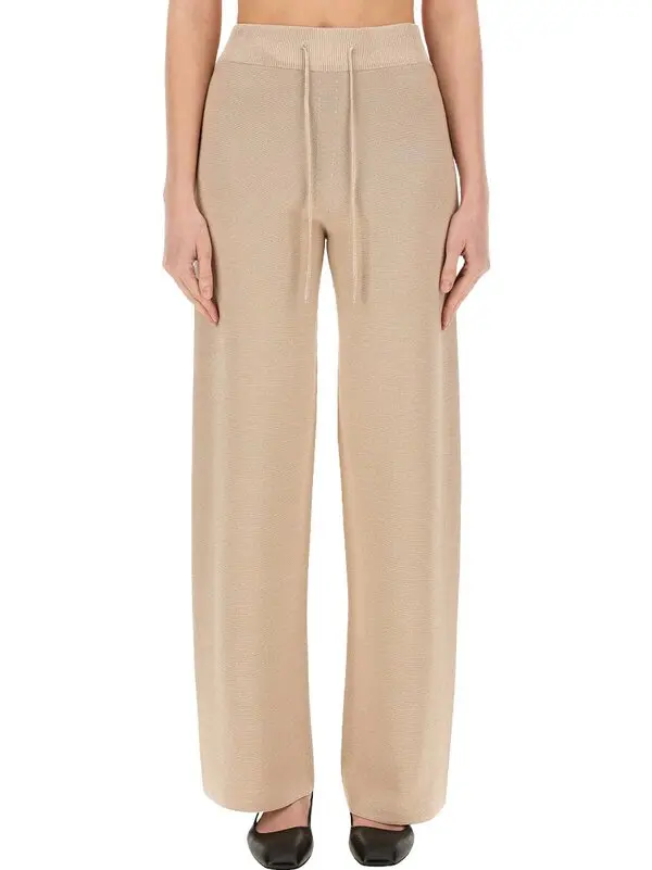 Fabiana Filippi Organic Cotton And Lurex Wide Leg Trousers - Beige