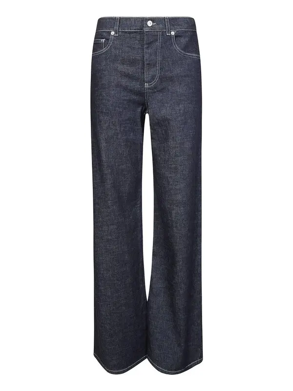 Marni Embroidered-logo Wide-leg Trousers - Blu