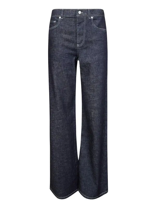 Marni Embroidered-logo Wide-leg Trousers - Blu