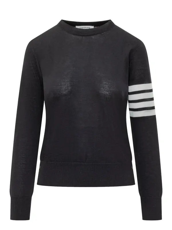 Thom Browne Pullover With Quattro Band - Navy
