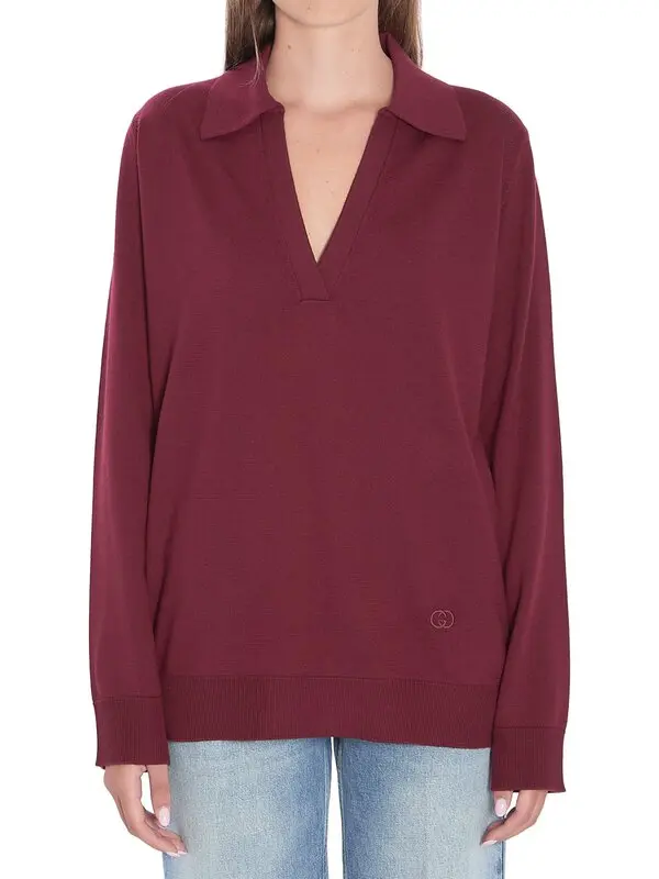 Gucci Wool V-neck Sweater - Bordeaux