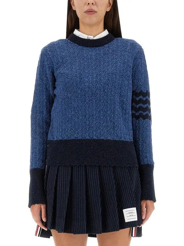 Thom Browne Fine Merino Wool 4-bar Tee - Blue