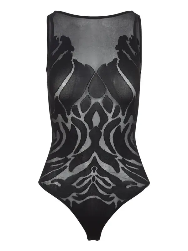Wolford Sleeveless Bodysuit With Sheer Panel Detailing - Black