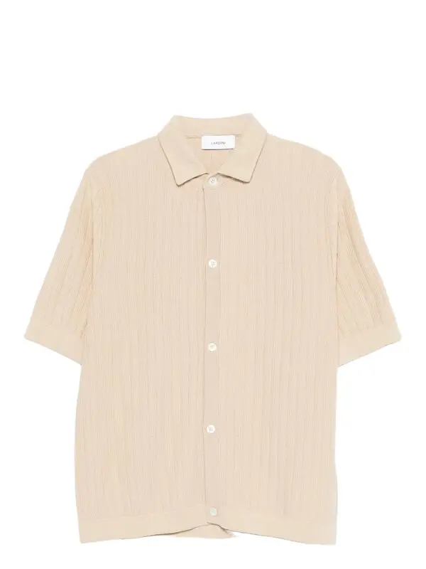 LARDINI Short Sleeve Button-up Shirt Size - Beige