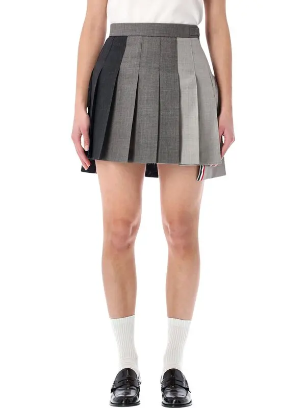 Thom Browne Fun-mix Pleated Mini Skirt - Grey