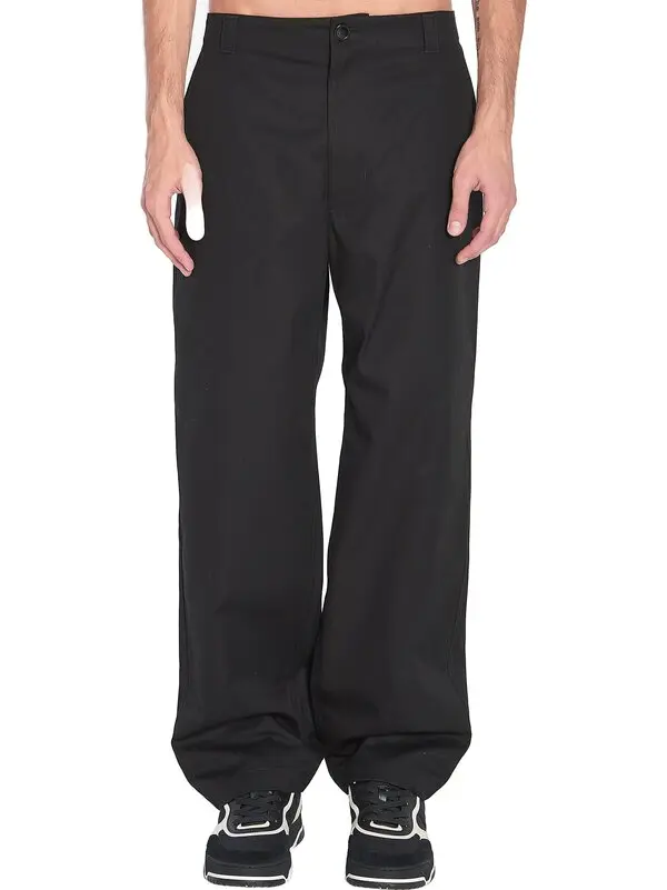 Gucci Cotton Twill Trousers With Web Detail - Black