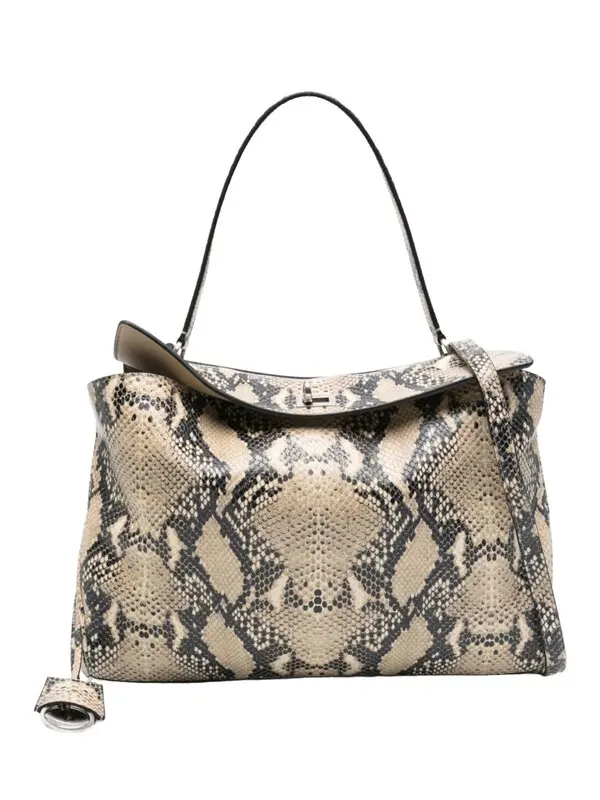 Balenciaga Rodeo Handbag Medium Python Embossed Calfskin - Beige