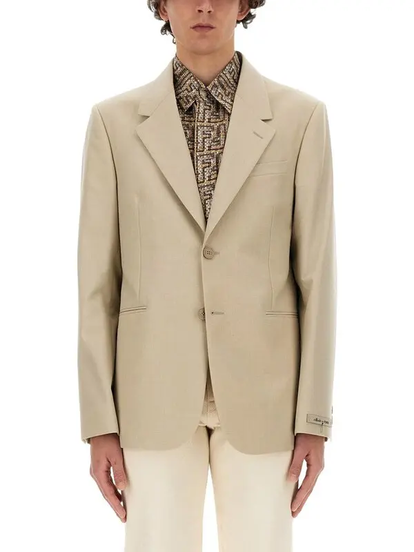 Fendi Single-breasted Wool Suit Jacket - Beige