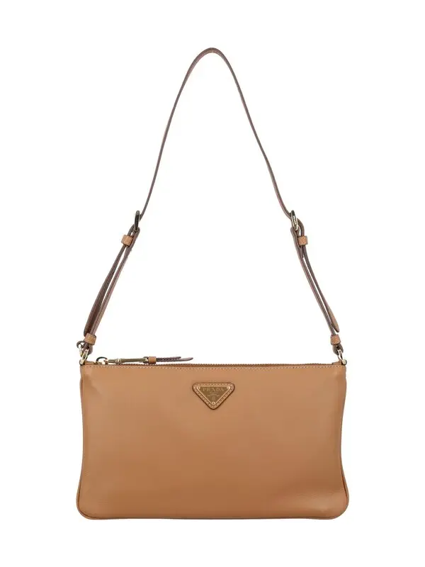 Prada Triangle-logo Leather Shoulder Bag - Brown