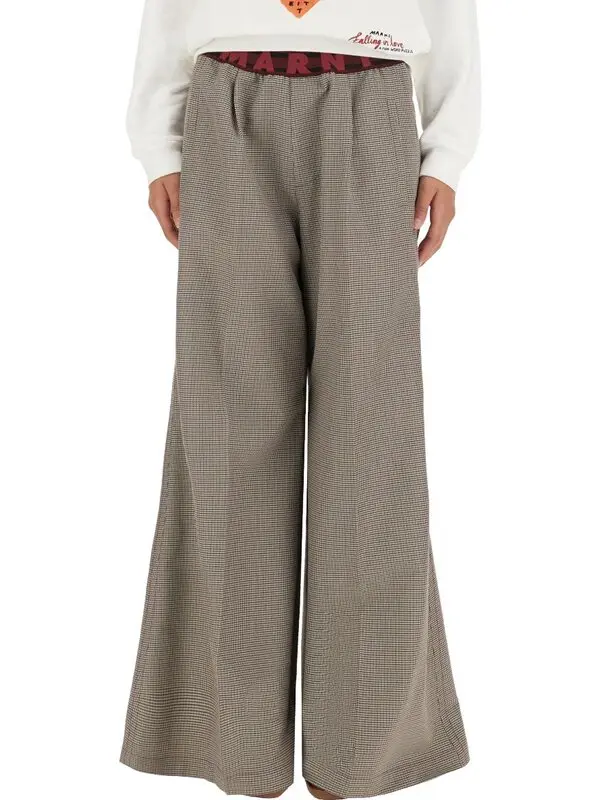 Marni Checked Wool Blend Trousers - Multicolour