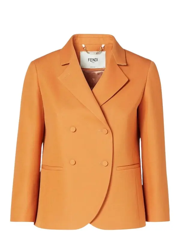 Fendi Wool Double-breasted Blazer - Orange