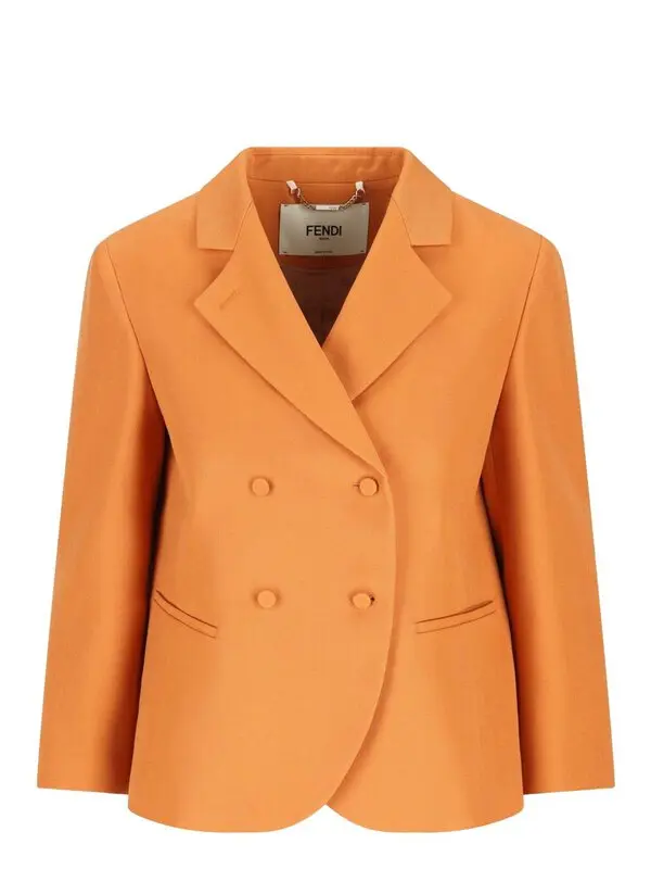 Fendi Wool Double-breasted Blazer - Orange