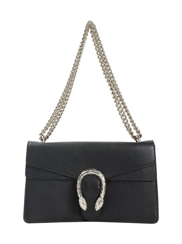 Gucci Dionysus Textured Leather Super Mini Shoulder Bag - Black