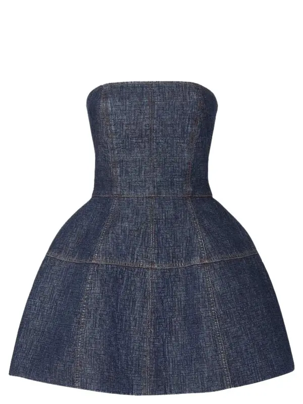 Fendi Strapless Mini Bustier Dress With Balloon Skirt - Blue