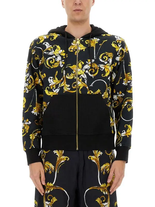 Versace Baroque Print Zip-up Hoodie - Black