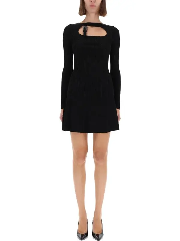 Versace Cutout Long Sleeve Mini Dress - Black