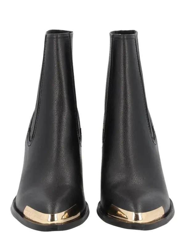 Versace Metallic Cap Toe Ankle Boots - Black