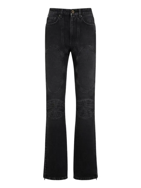 JEAN PAUL GAULTIER Paneled Denim Jeans With Knee Detail - Black